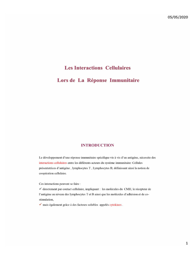 Interaction Cell Immu | PDF