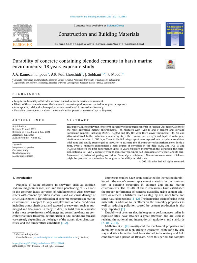 Durability of Concrete in Harsh Marine Conditions | PDF | Concrete | Cement