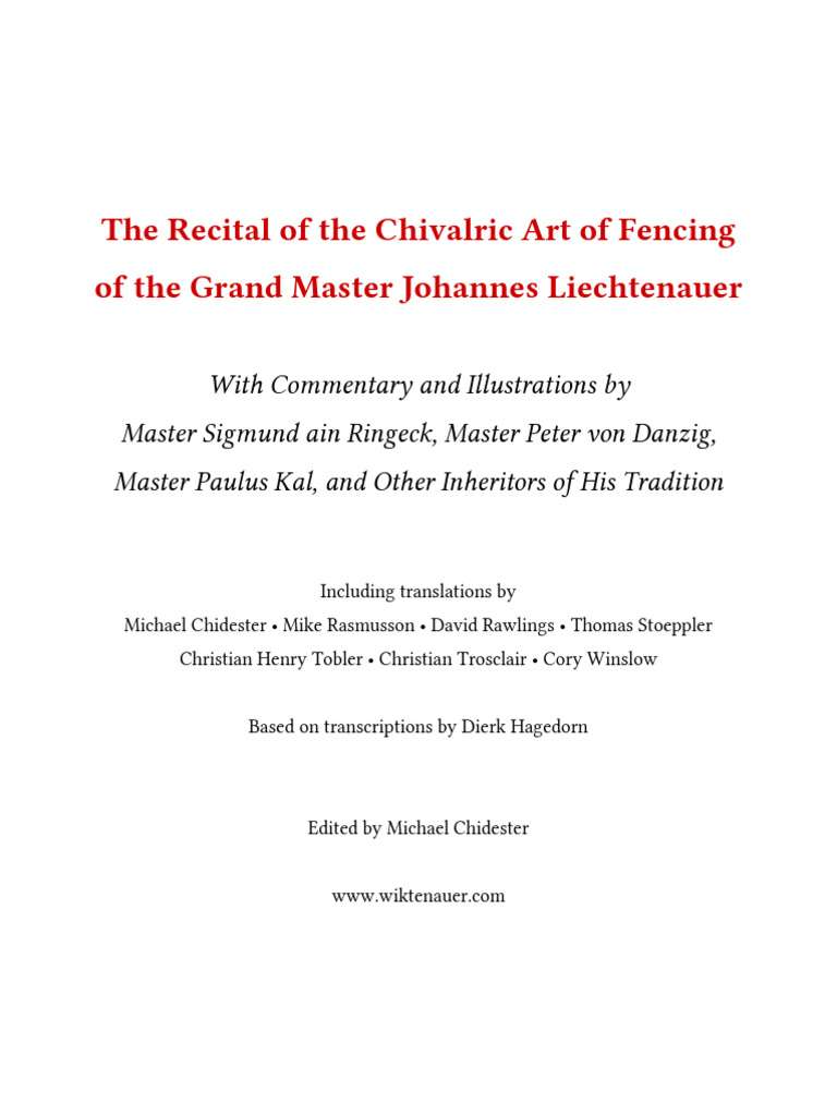 Johannes Liechtenauer Compilation (2015) | PDF