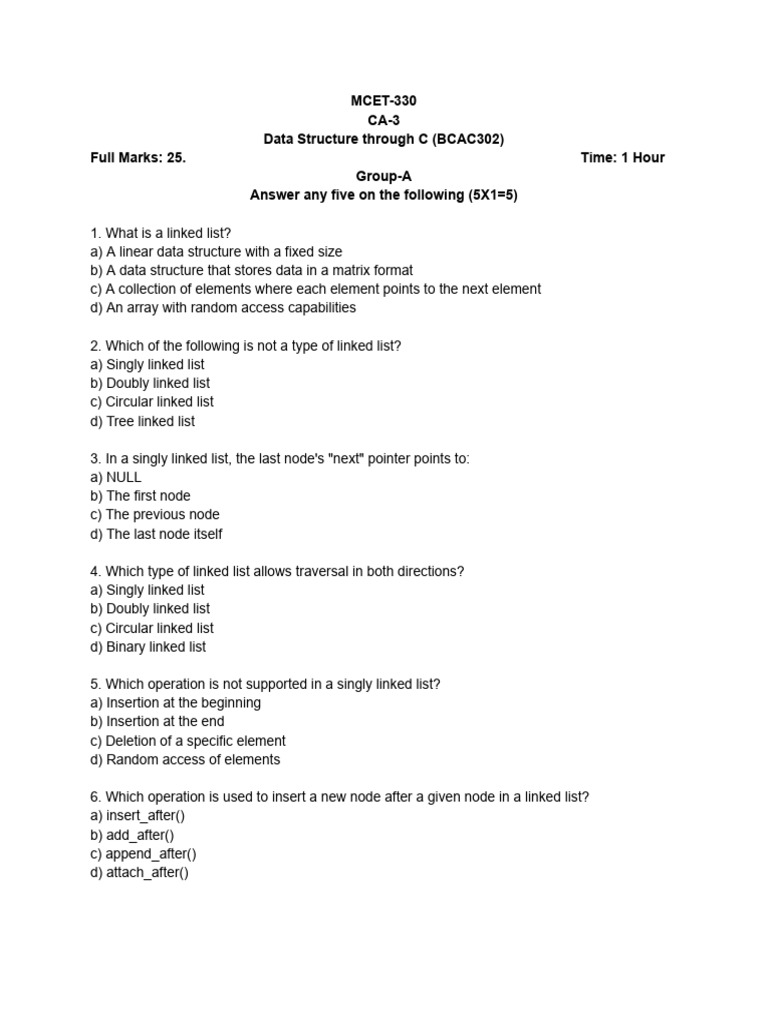CA-3 - Data Structure Through C (BCAC302) | PDF