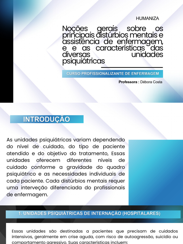 Noções Gerais Sobre Os Principais Distúrbios Mentais e Características ...