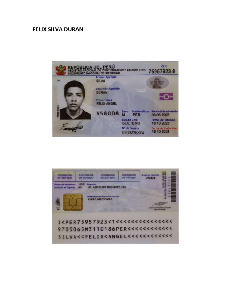 Dni - Documentos de Identidad de Personal | PDF