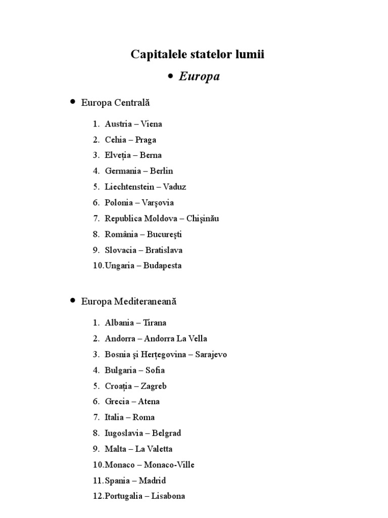 Capitalele Statelor Lumii | PDF | Travel