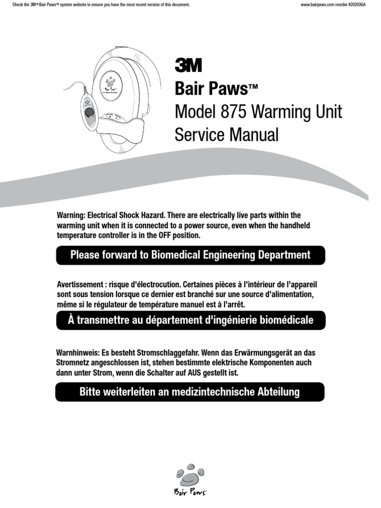 3M Bair Paws 875 Service Manual English | PDF | Ac Power Plugs And ...