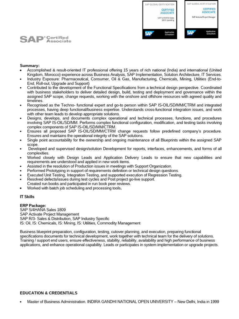 Sample Resume Pdf Cloud Computing Project Management