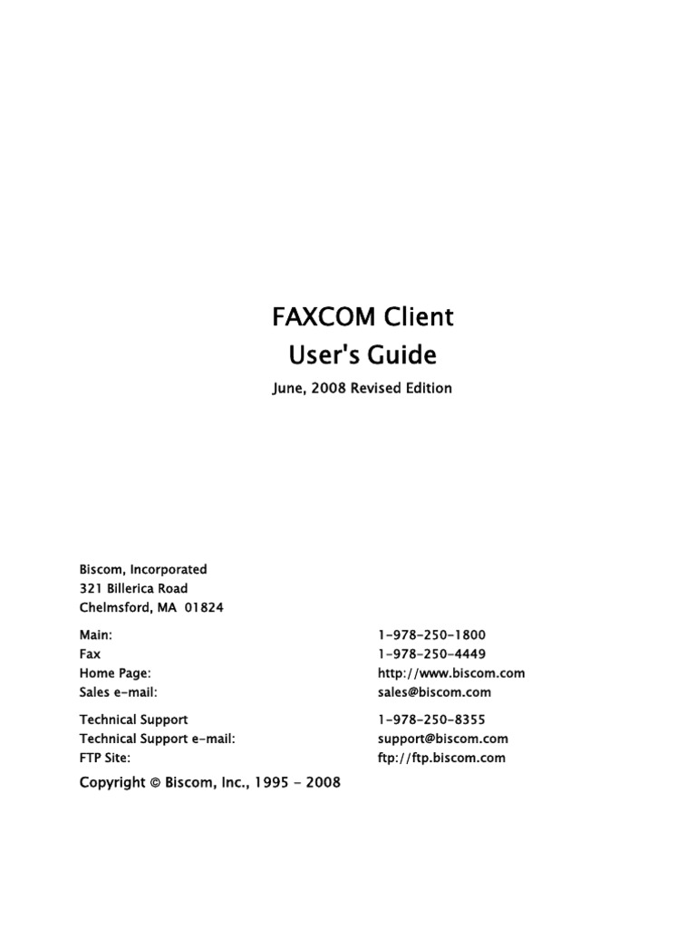 FAXCOM Client User's Guide | PDF | Fax | Login