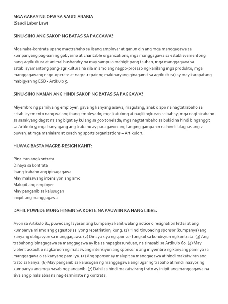 mga-gabay-ng-ofw-sa-ksa | PDF