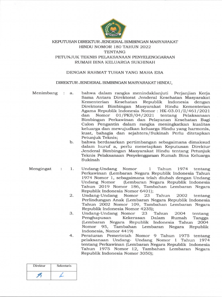 180 Tahun 2022 Juknis Pelaksanaan Penyelenggaraan Rumah Bina Keluarga Sukinah - STPL | PDF