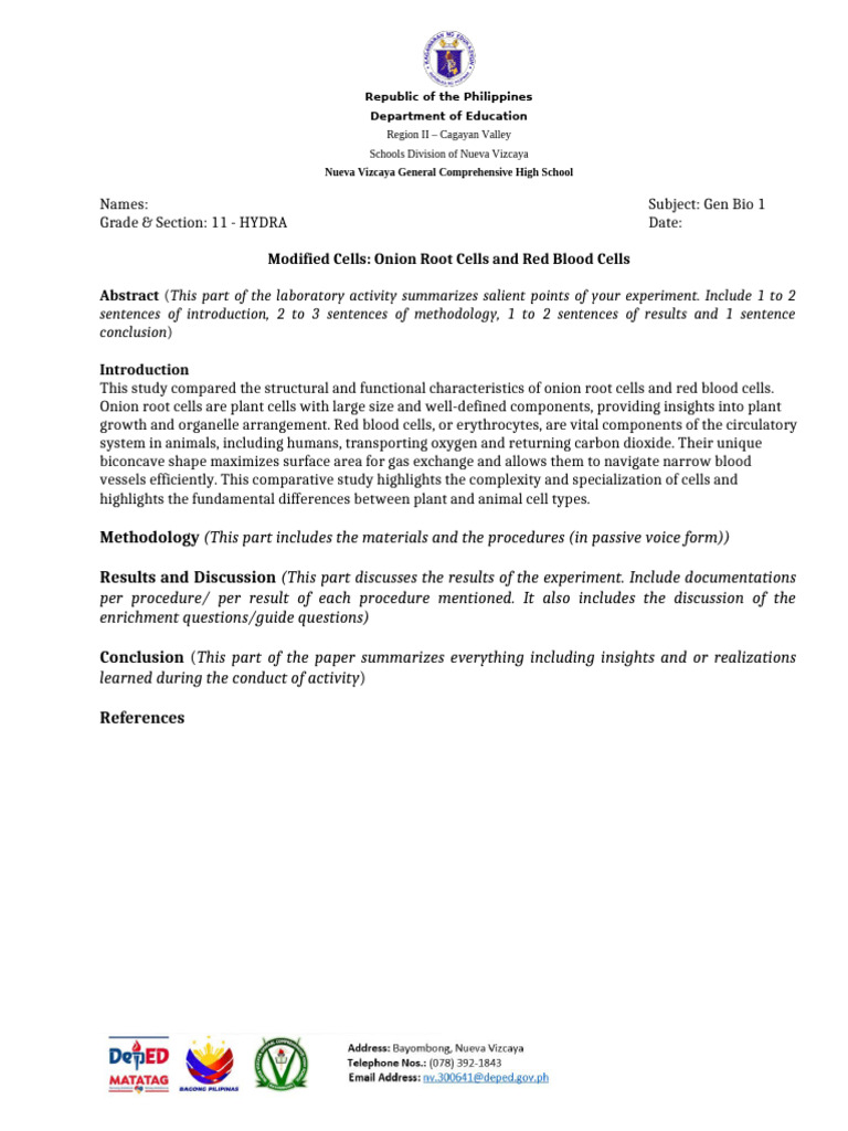 Lab Activity Format Shs | PDF | Wellness
