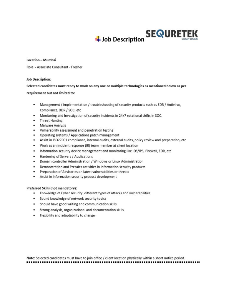 Associate Consultant Job Description | PDF | Business