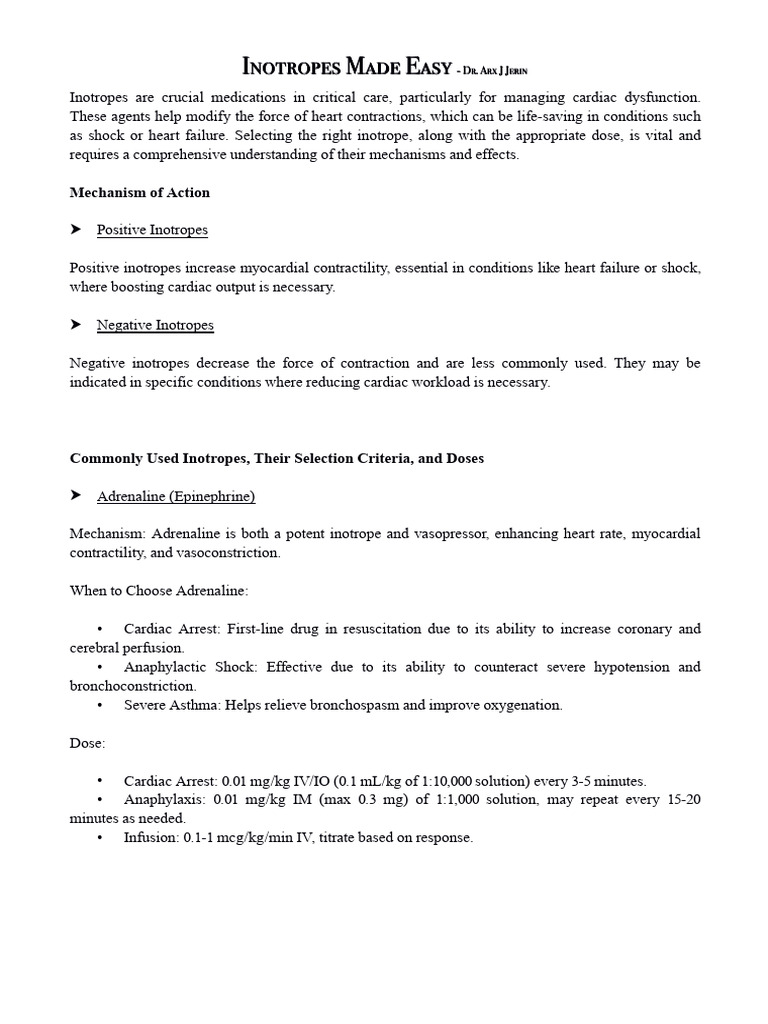 Inotropes Made Easy | PDF | Shock (Circulatory) | Heart
