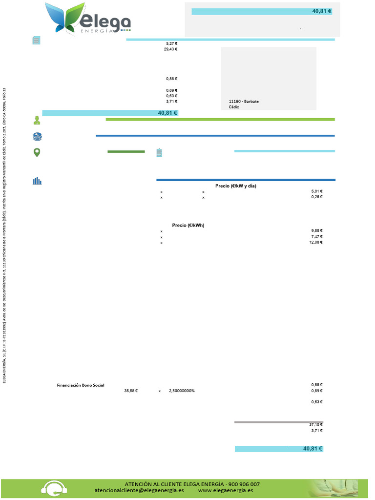 FACTURA ELEGA ENERGIA | PDF | Cantidades fisicas