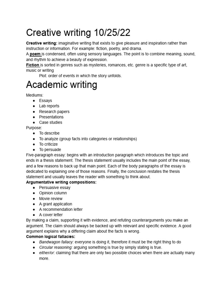 Creative Writing: Poem Fiction | PDF | Philosophy | General Fiction