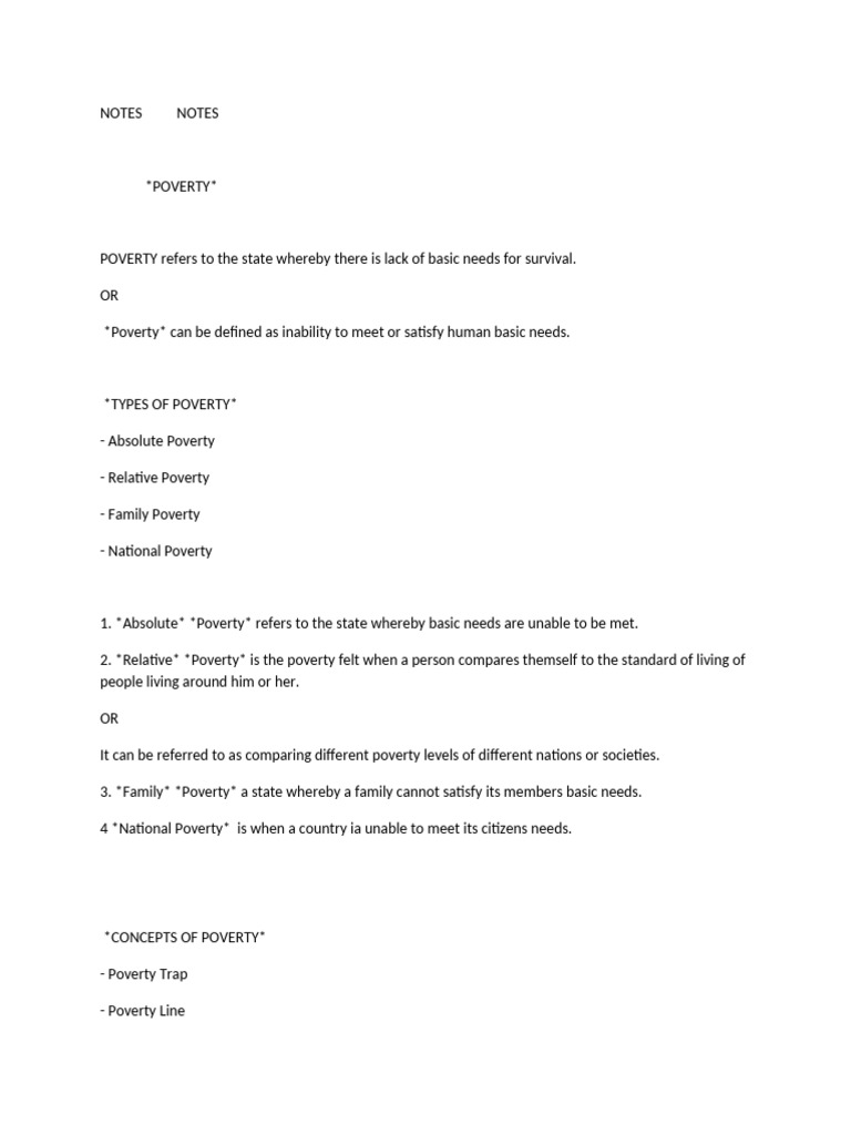 Poverty Notes | PDF | Social Science