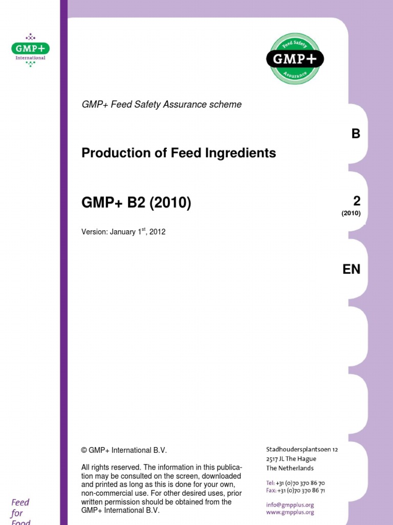 GMP+ B2 (2010) - en 9236 | PDF | Hazard Analysis And Critical Control ...