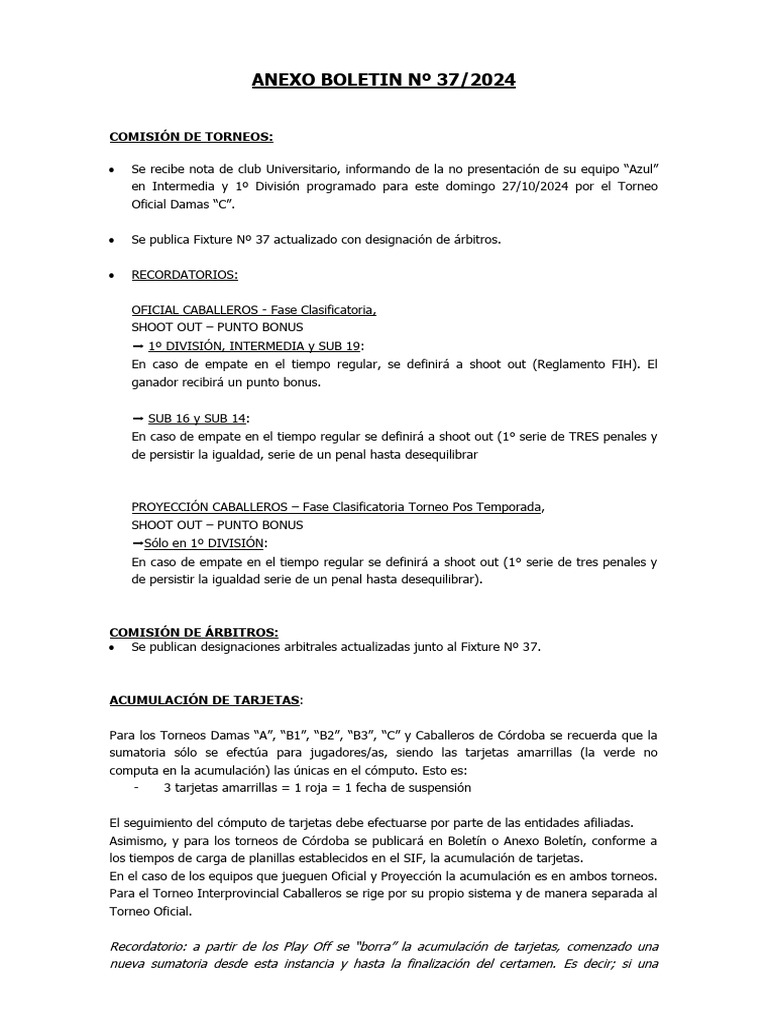 Anexo 37: Actualizaciones Torneos 2024 | PDF