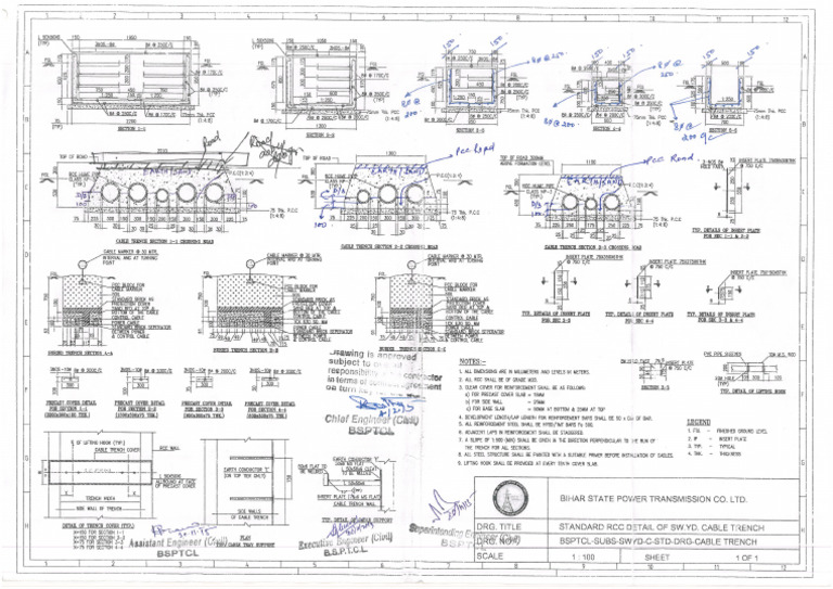 BSPTCL Subs Swyd C STD DRG Cable Trench | PDF