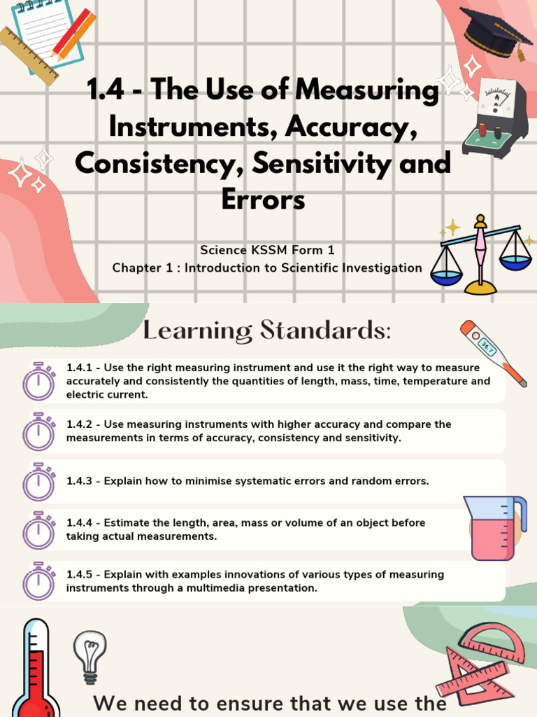 1 4 The Use Of Measuring Instruments Accuracy Consistency Sensitivity Pdf Observational