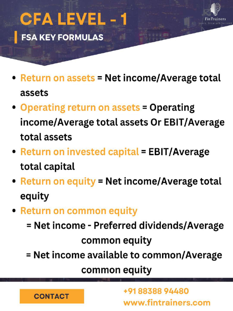 CFA Level1 - FSA Formulas | PDF