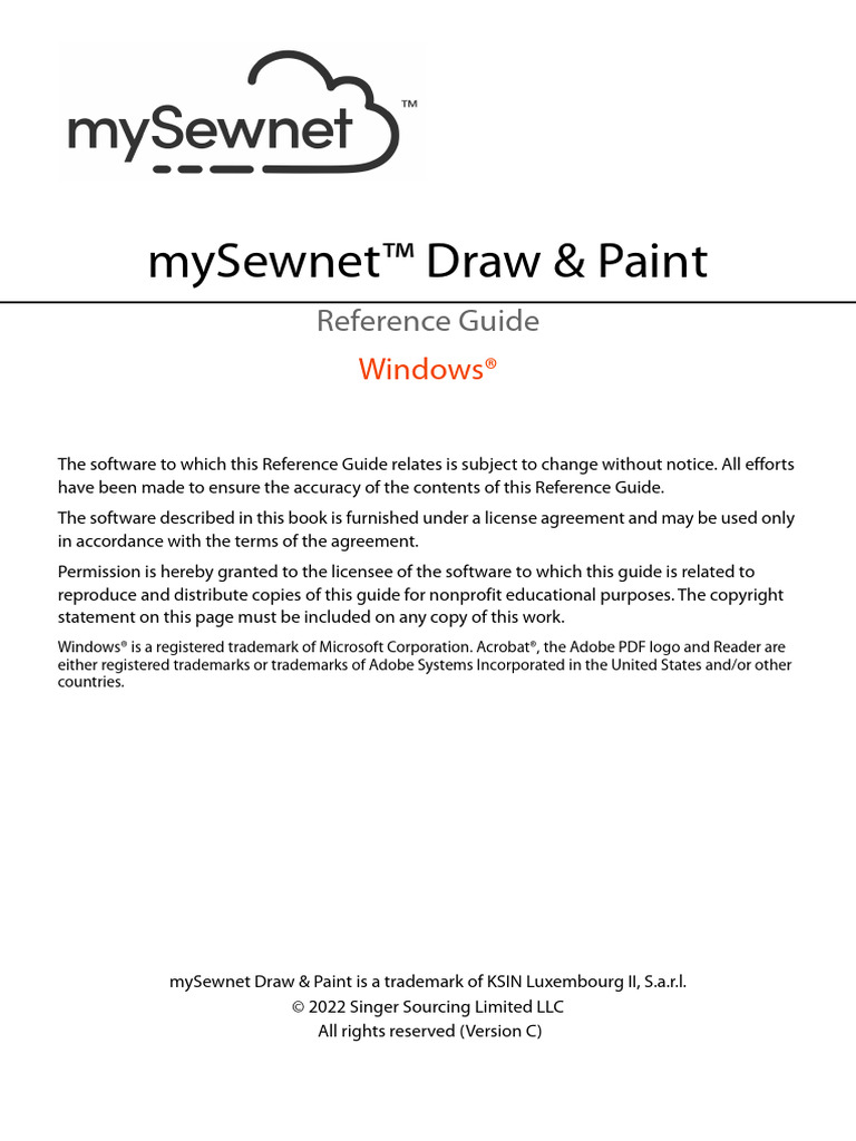 mySewnetDrawPaint RefGuide Win140 | PDF | Cursor (User Interface) | Window (Computing)