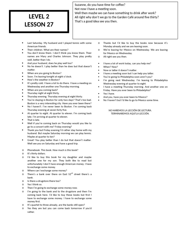 Level 2 Lesson 27 | PDF