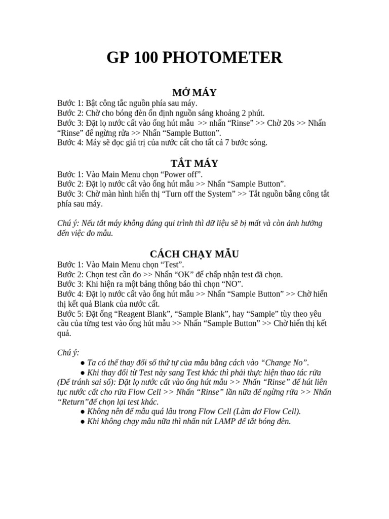 GP 100 Photometer | PDF