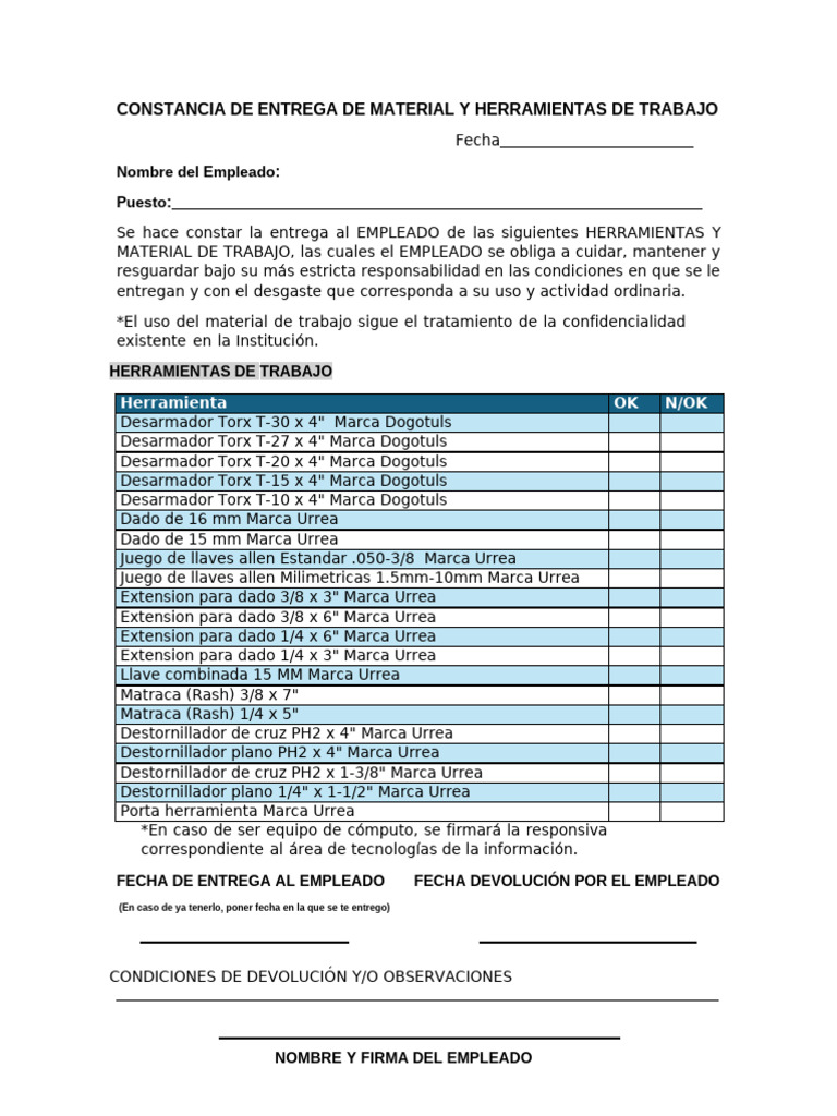 Vale de herramienta Kit | PDF