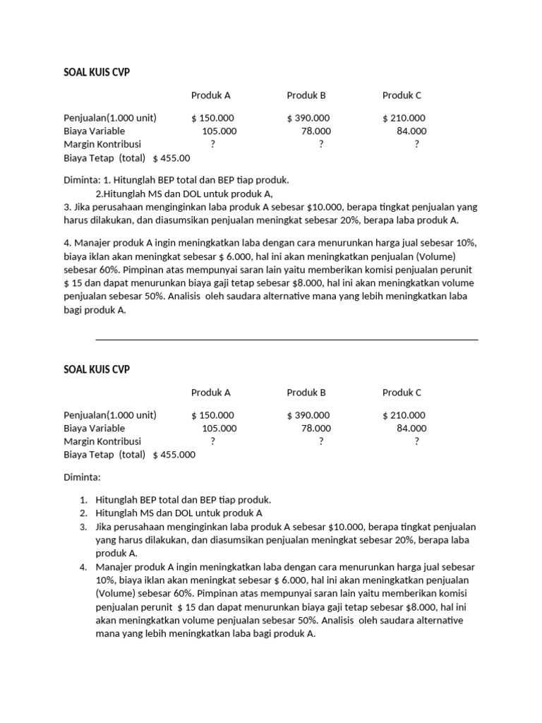 Soal CVP 1 | PDF