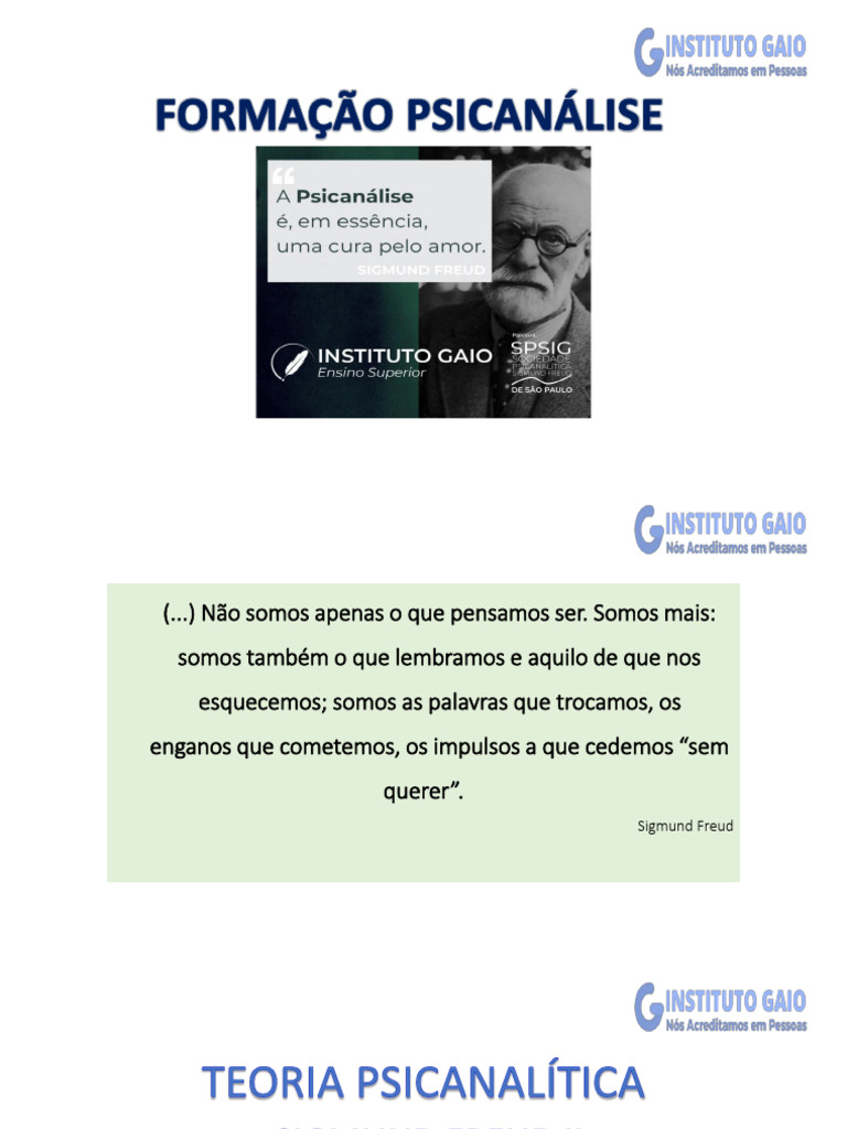 Slide Teoria Psicanalitica de Sigmund Freud II Profa. Damiana | PDF ...