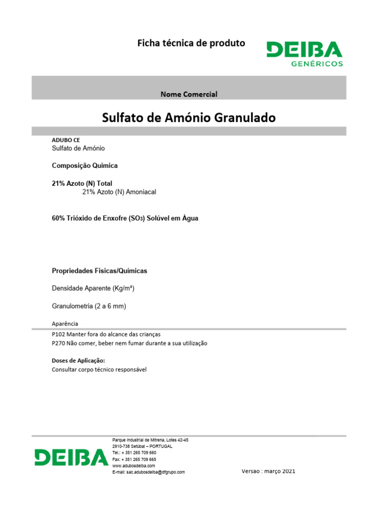 Sulfato de Amonio Granulado | PDF