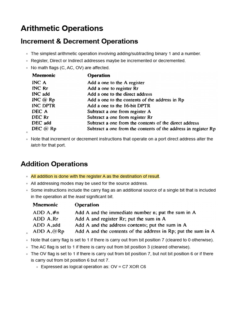 Mc M2 Arithmetic Operations Pdf Subtraction Arithmetic