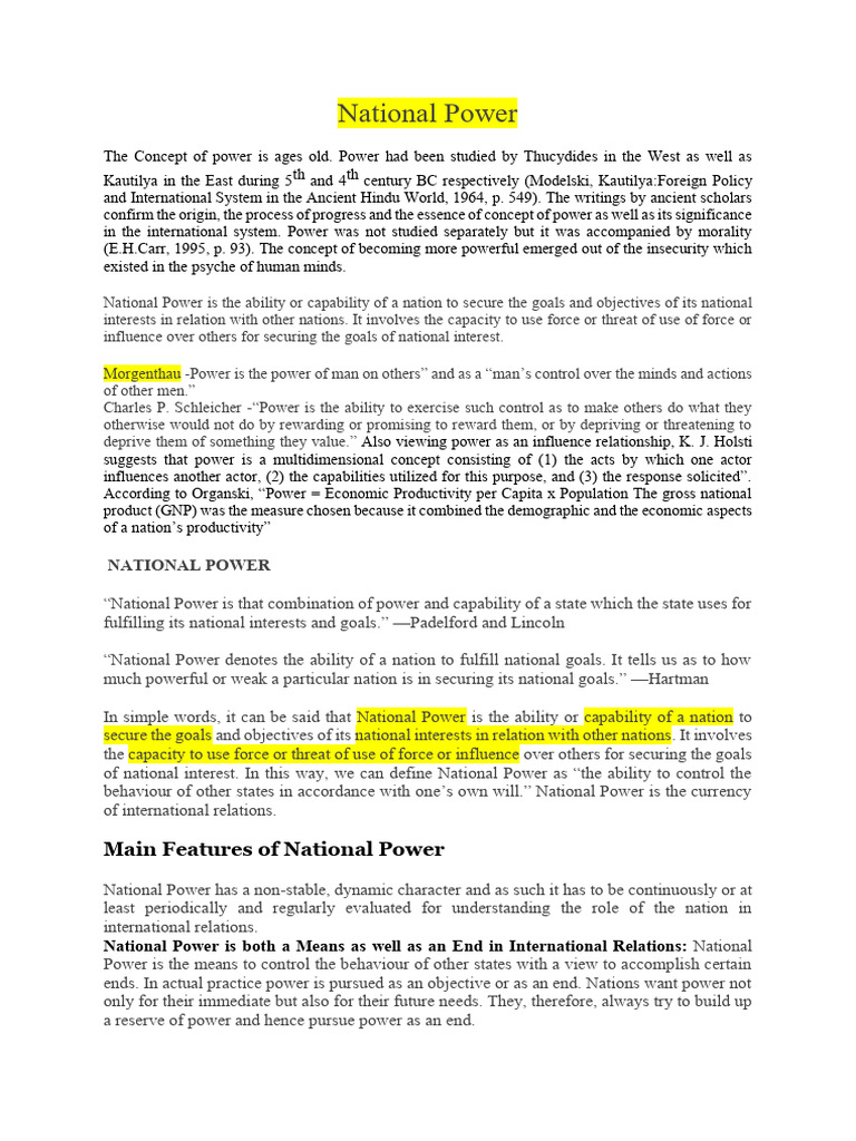 Understanding National Power Elements | PDF | Power (Social And ...