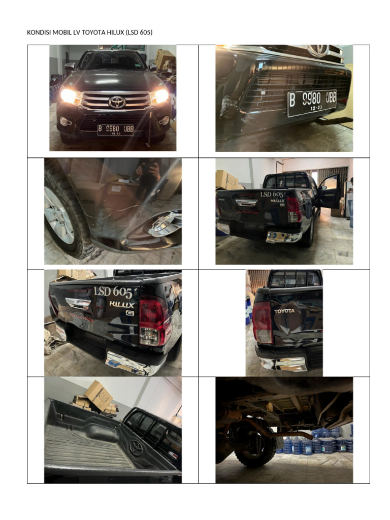 KONDISI MOBIL LV TOYOTA HILUX | PDF