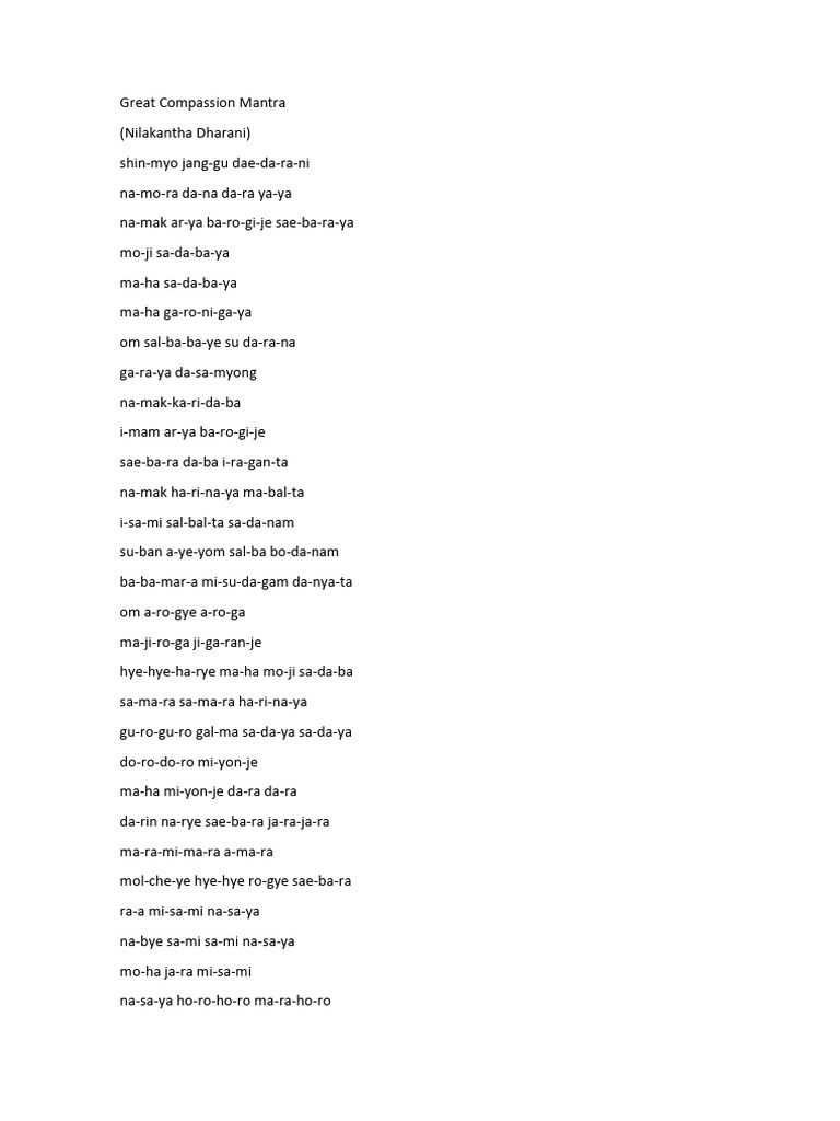 Great Compassion Mantra | PDF