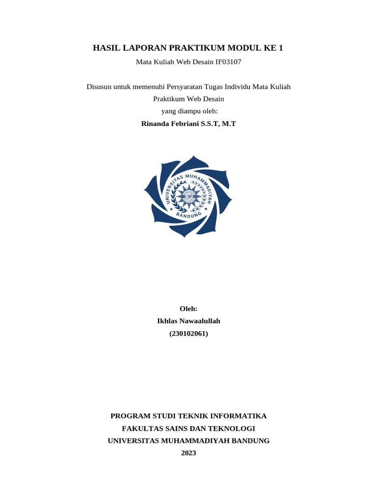 Format Laporan Pratikum | PDF