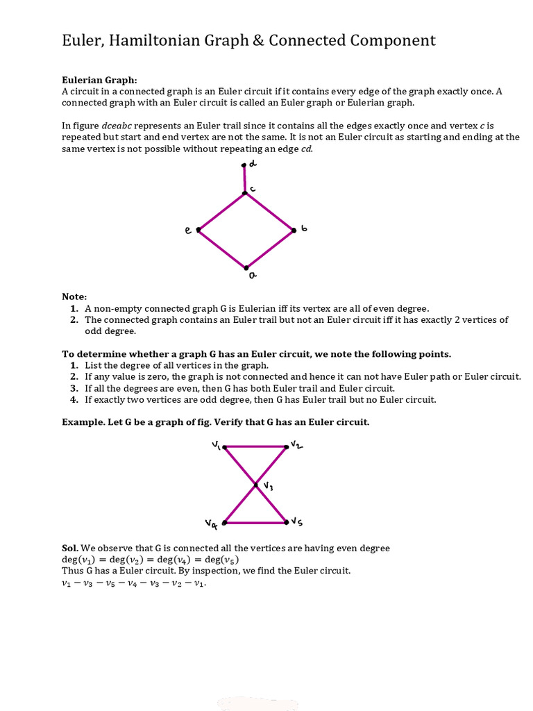 Euler, Hamiltonian & Connected Component | PDF | Theoretical Computer Science | Combinatorics