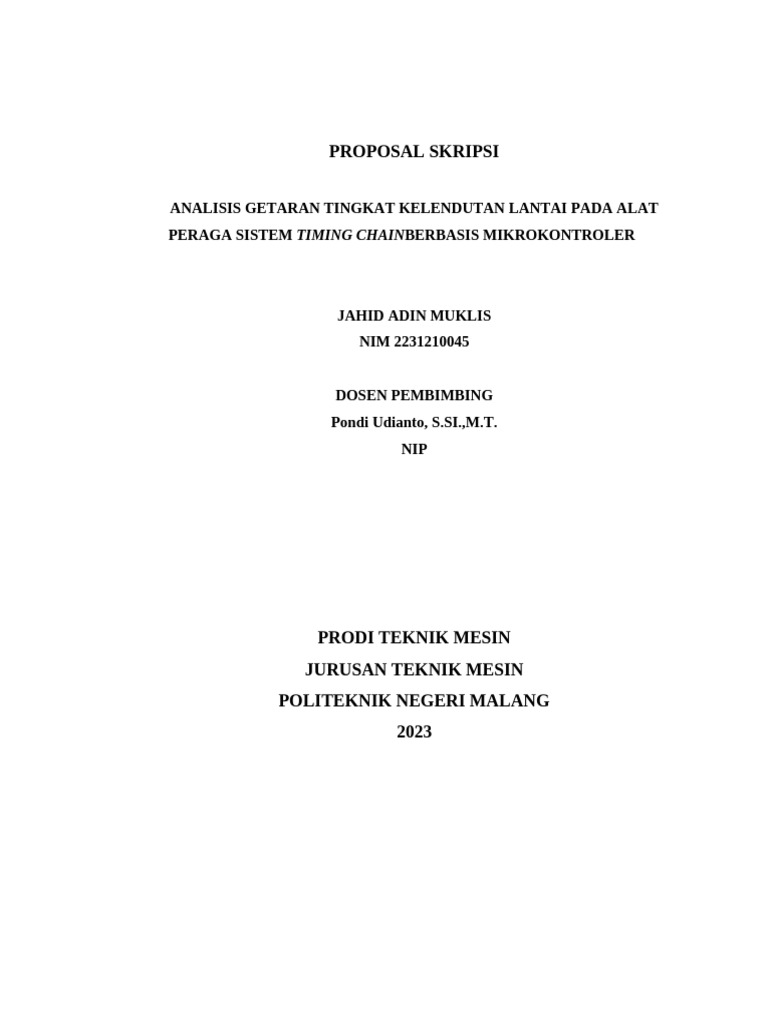 Proposal Skripsi Jahid Adin Muklis | PDF