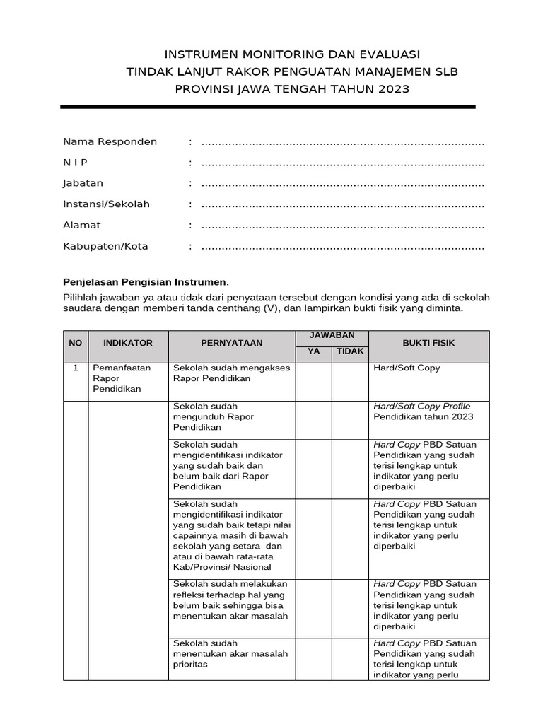 Instrumen Monev PBD | PDF