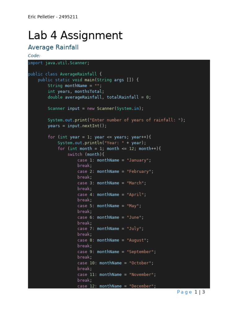 Average Monthly Rainfall Calculator | PDF