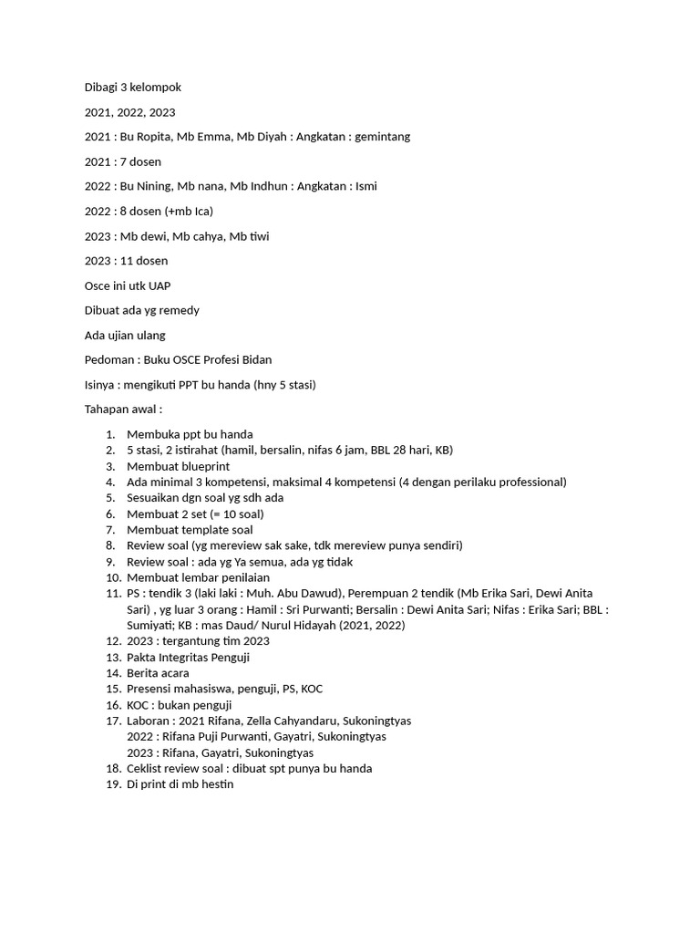 Keterangan Osca | PDF