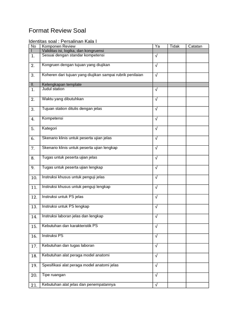 Format Review Soal Persalinan Kala I | PDF