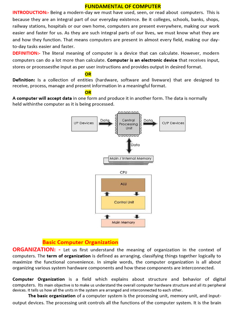 Fundamental of Computer Topic 1 | PDF | Byte | Input/Output