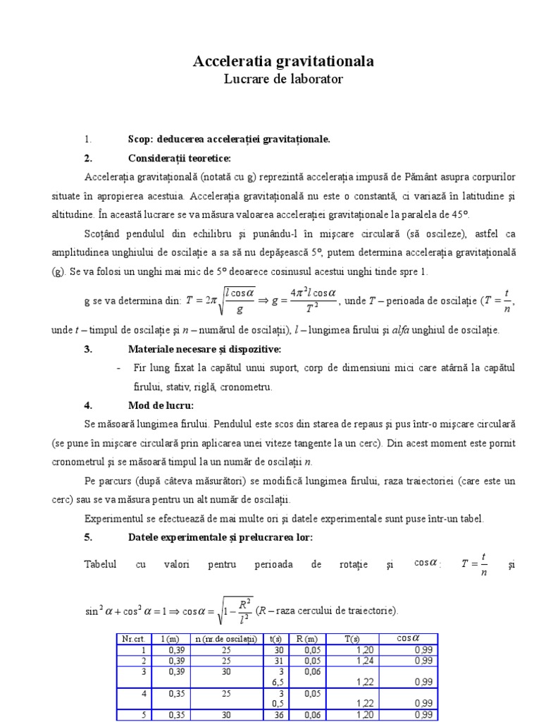 Acceleratia Gravitationala | PDF