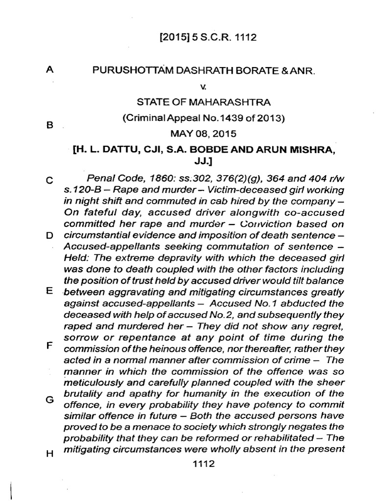 Purushotiam Dashrath Borate &anr. - State of Maharashtra - 1701166781 | PDF | Crimes | Crime ...