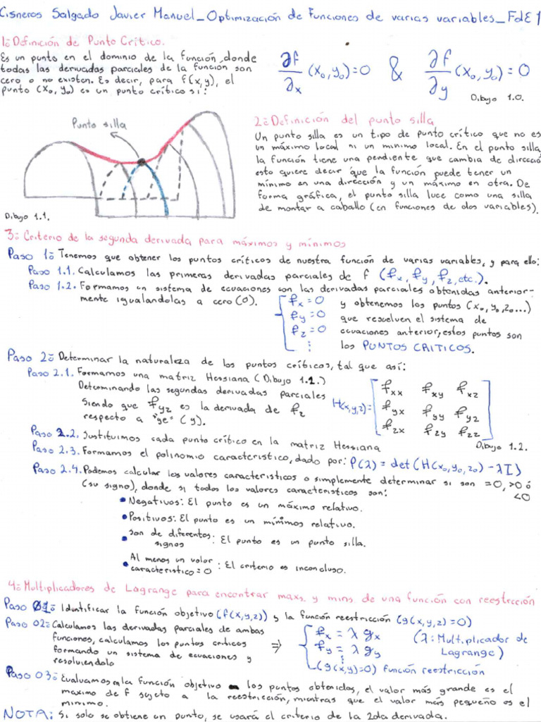 Calculo Vectorial - Optimización de Funciones de Varias Variables. | PDF
