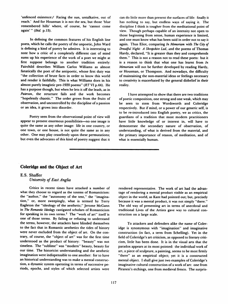 Shaffer 1993 | PDF | Samuel Taylor Coleridge | Romanticism