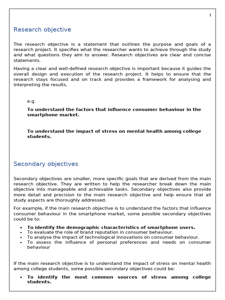 Research Objectives and Hypotheses Explained | PDF | Hypothesis ...