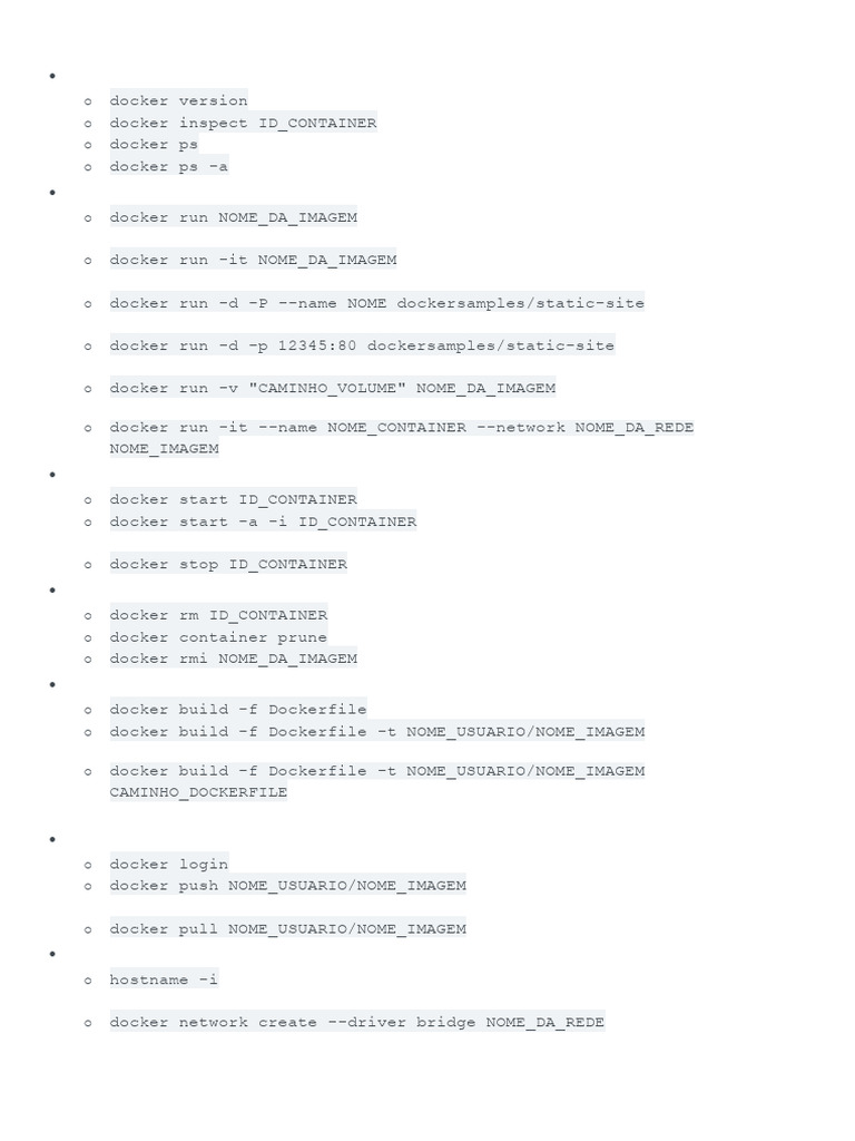 Docker Aula 6 - Atividade 11 Docker Cheat Sheet - Os Comandos Utilizados | PDF | Informática