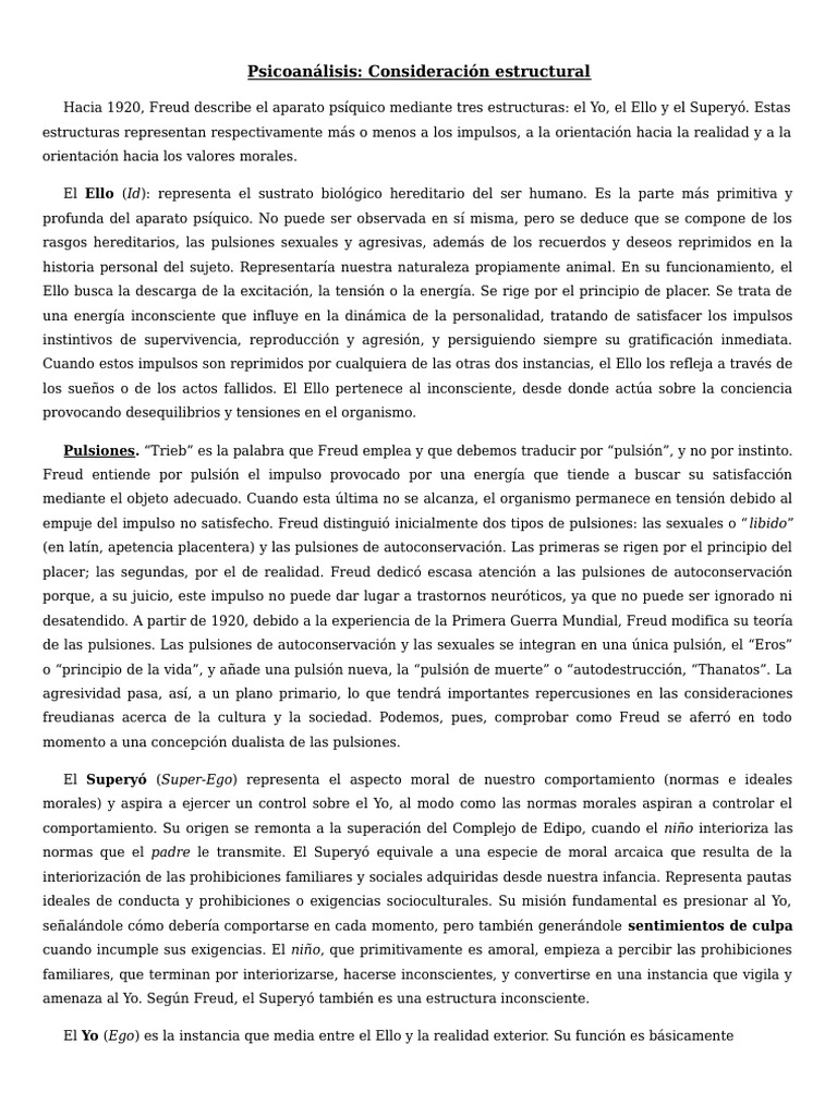 Psicoanálisis estructura del apararo psíquico | PDF | Carné de identidad | Mente inconsciente