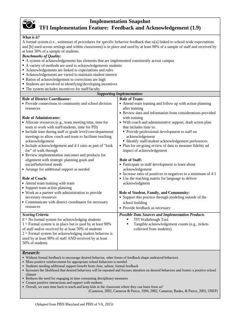 Snapshot - TFI 1.9 Feedback Acknowledgement | PDF | Behavior ...